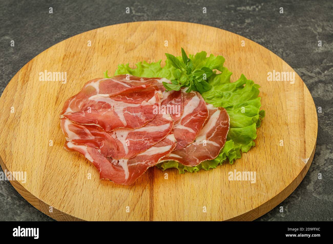 Delicous Smoked pork neck slices snack Stock Photo - Alamy