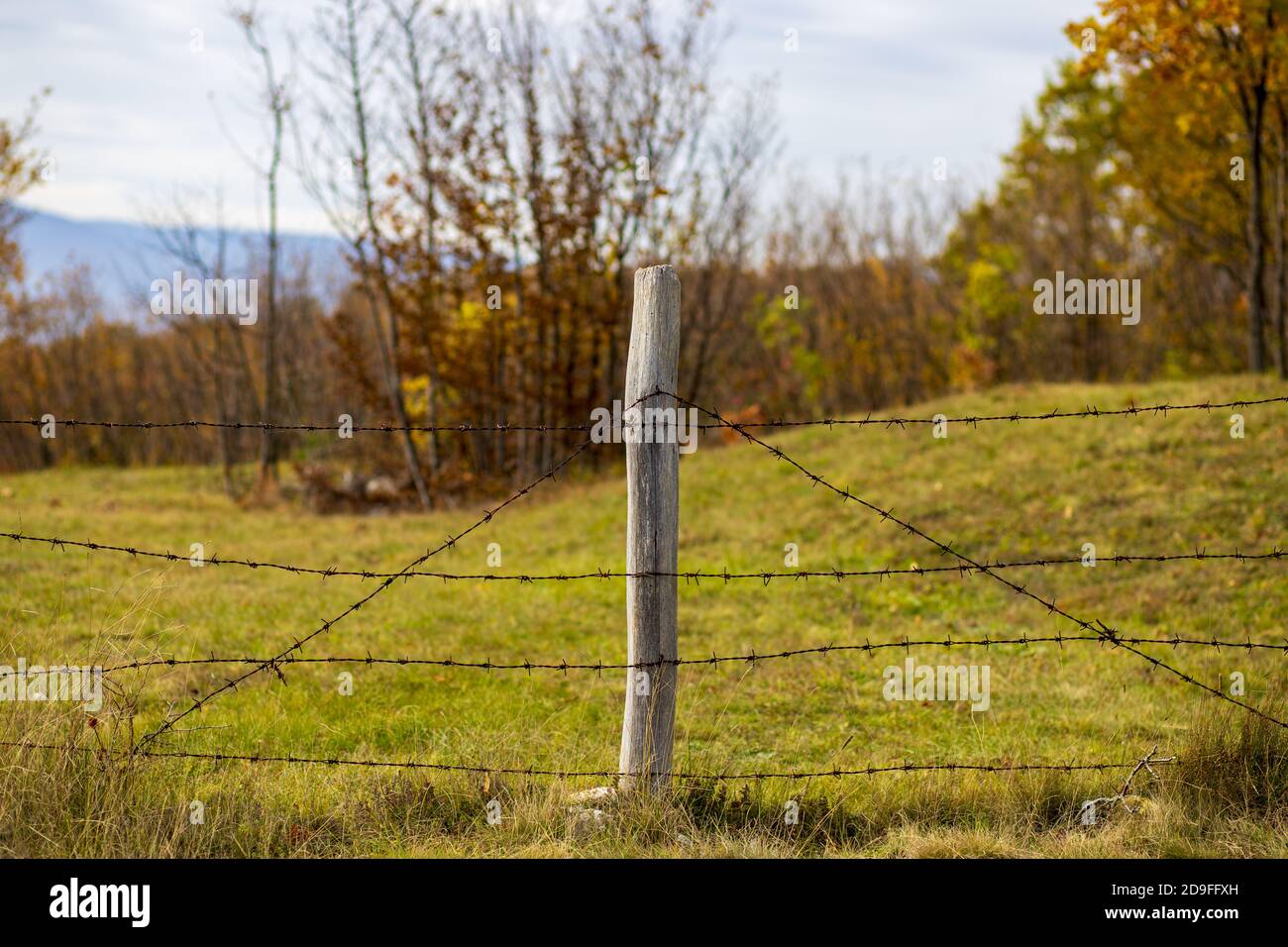Barbed wire fence around farm hi-res stock photography and images - Alamy