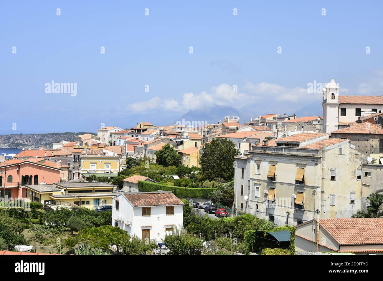 Panoramic view of San Nicola Arcella, a rural village in the mountains ...