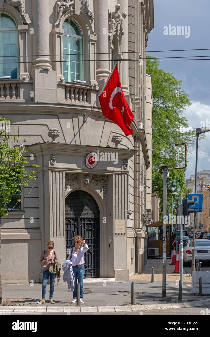 Belgrade, Serbia - May 20, 2019: Turkey Flag at Turkish Embassy ...