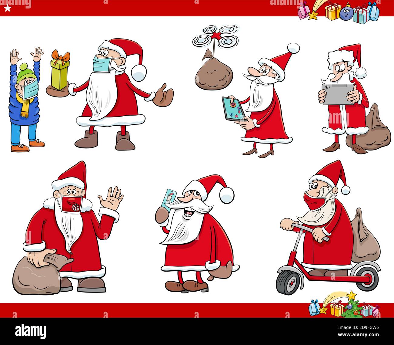 Illustration of Christmas holidays cartoons set with Santa Claus ...