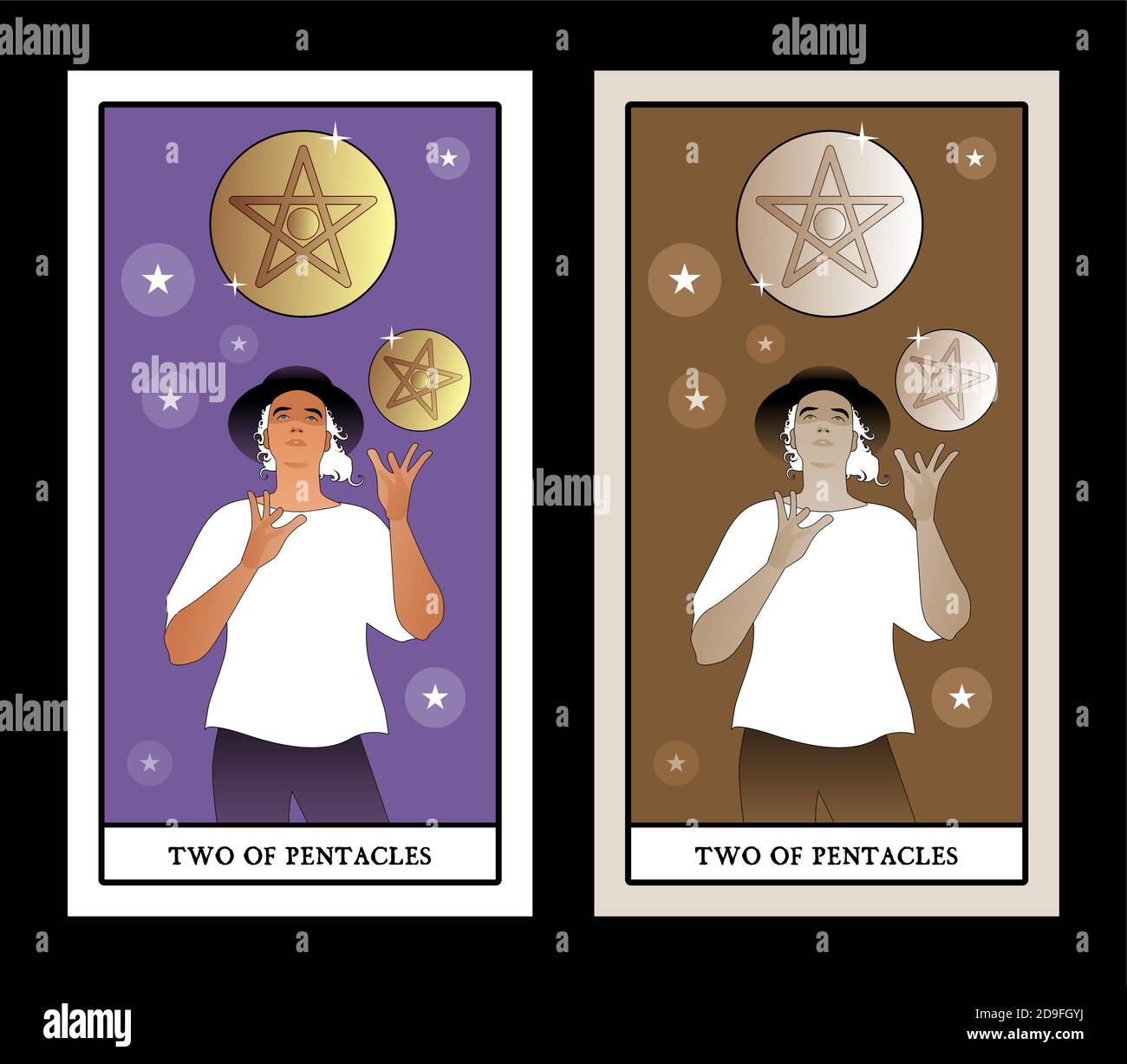 Two of pentacles tarot card Stock Vector Images - Alamy