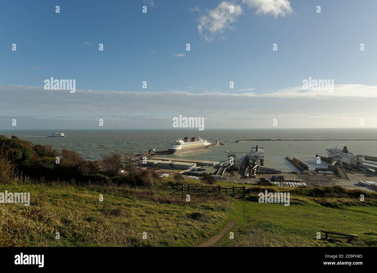The busy international port of Dover in Kent, southern England, UK ...