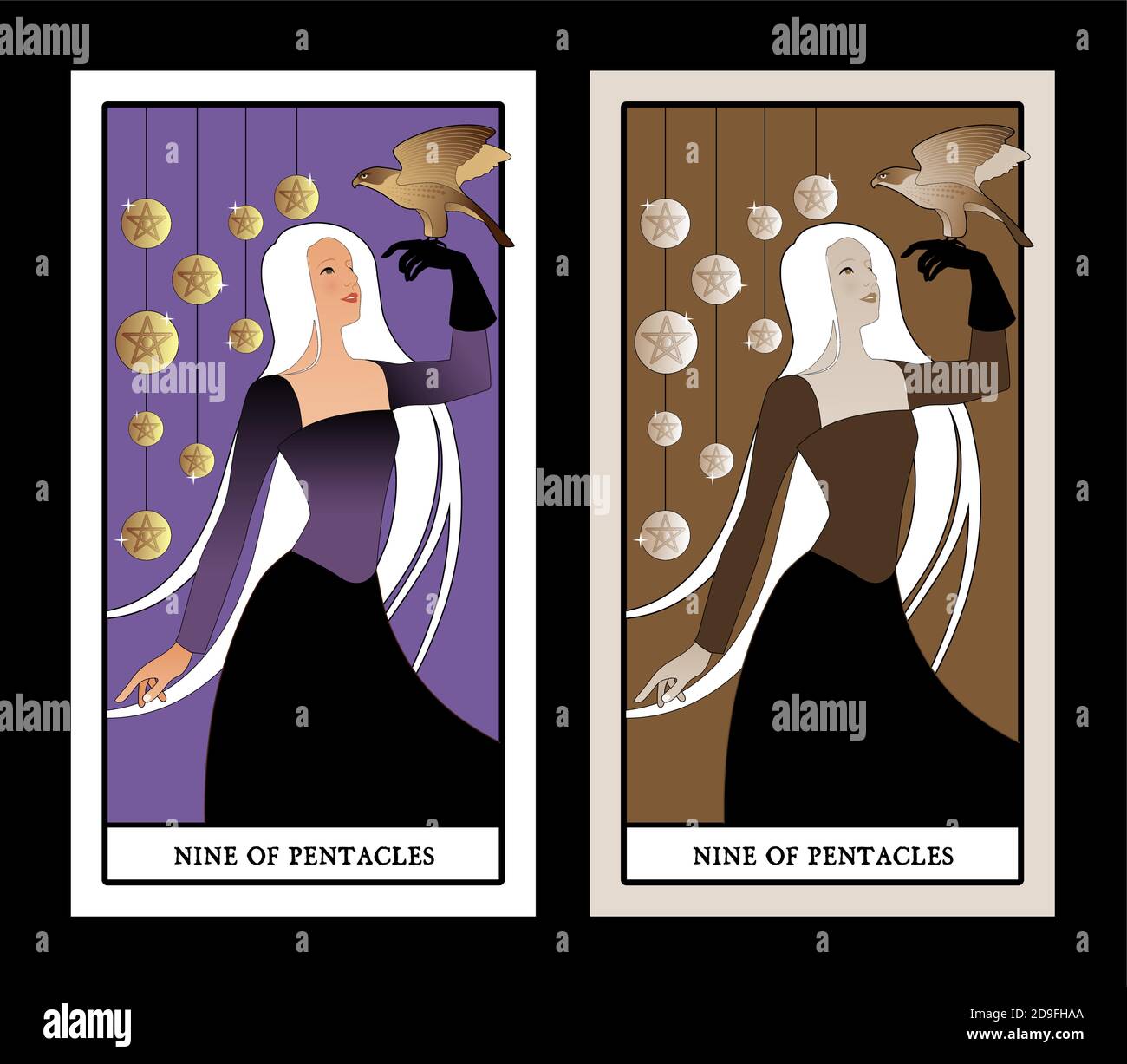 Nine pentacles tarot Stock Vector Images - Alamy