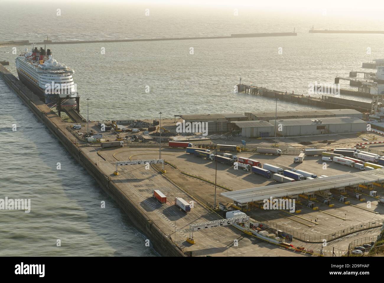 The busy international port of Dover in Kent, southern England, UK ...