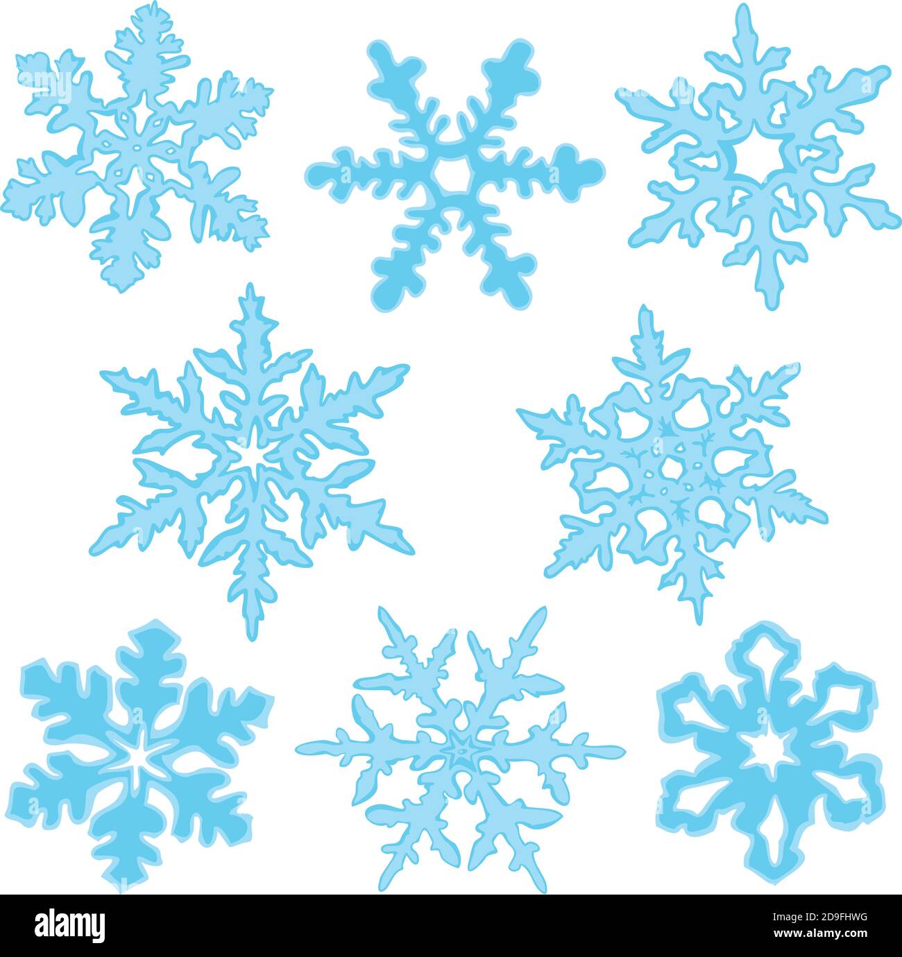 Vector set of blue snowflakes isolated on a white background ...