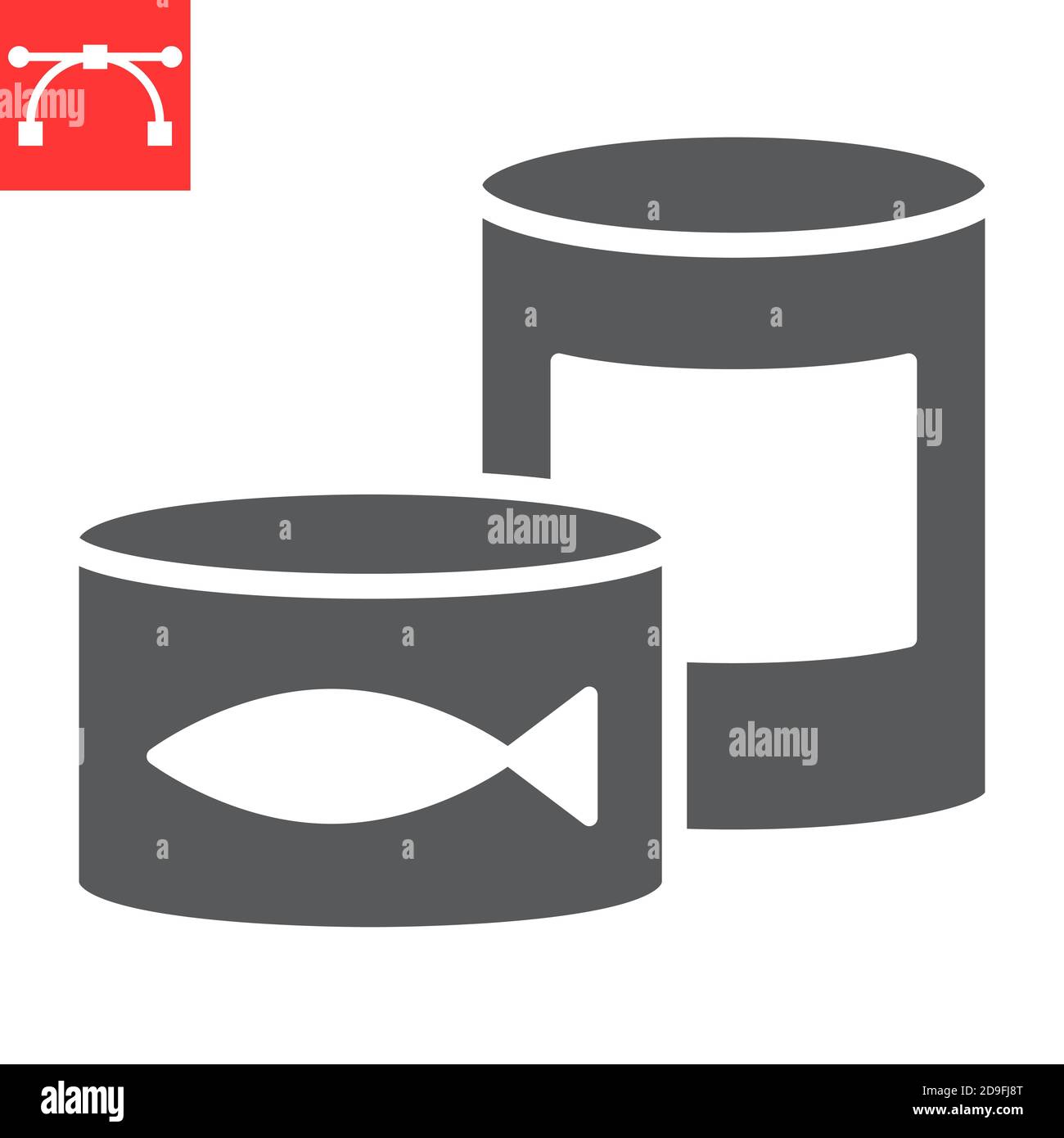 Canned food glyph icon, tin can and container, canned fish sign vector ...