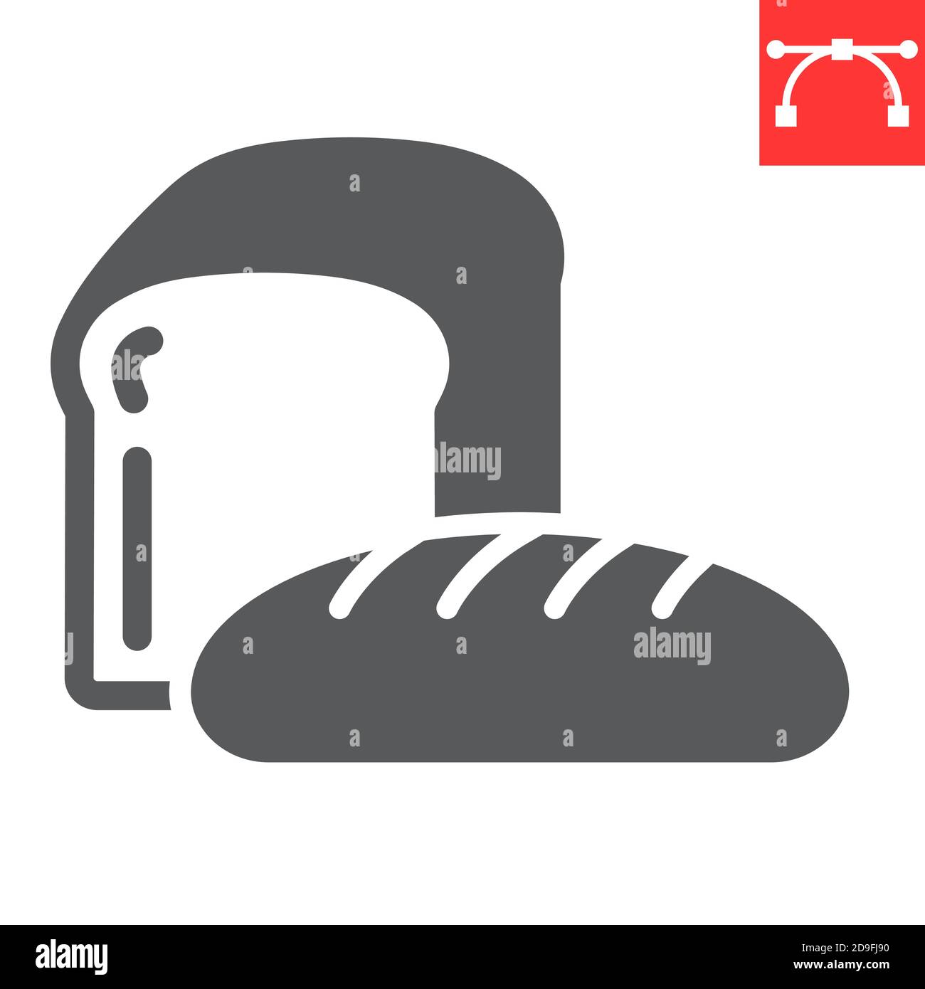 Bread glyph icon, bakery and breakfast, loaf sign vector graphics ...