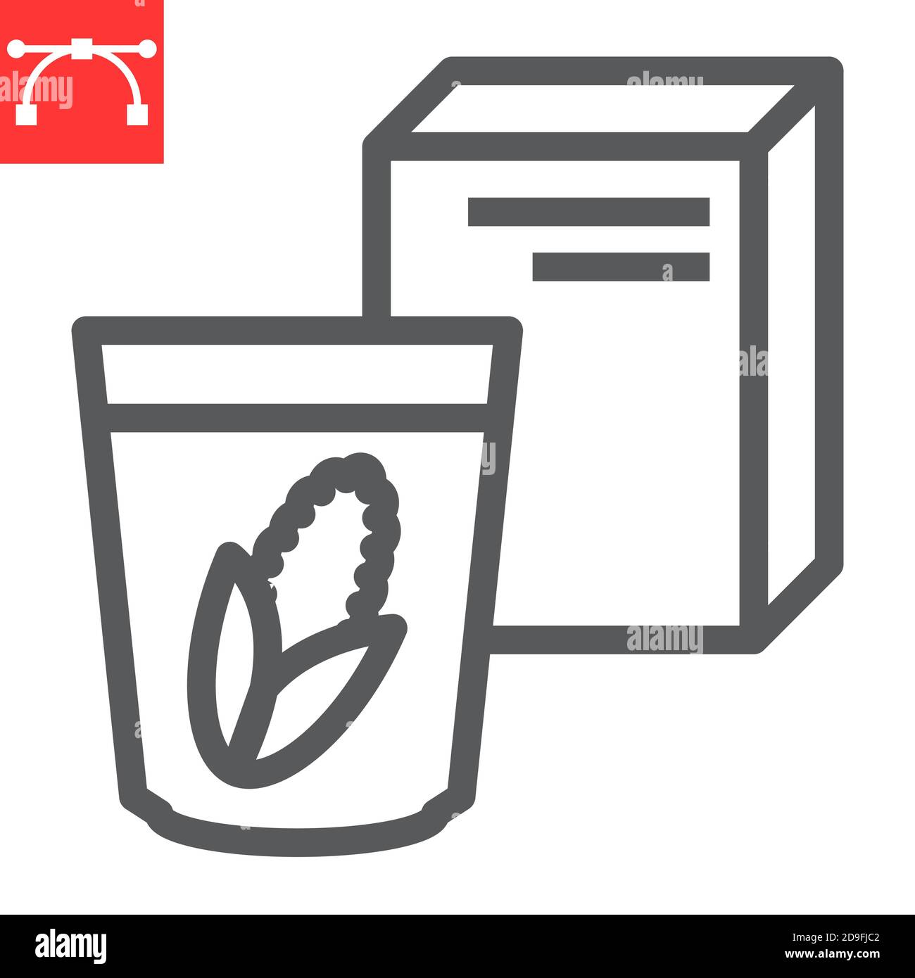Breakfast cereal line icon, corn and cereals, cereal box sign vector ...