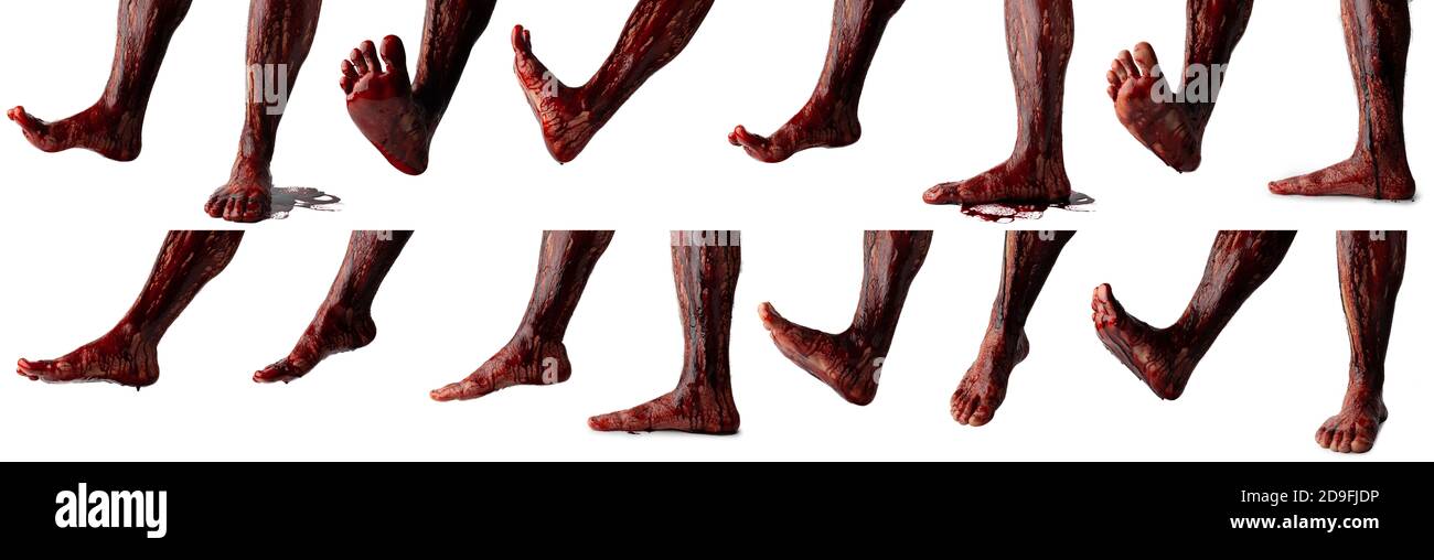 Set of bloody male feet isolated on white background Stock Photo - Alamy