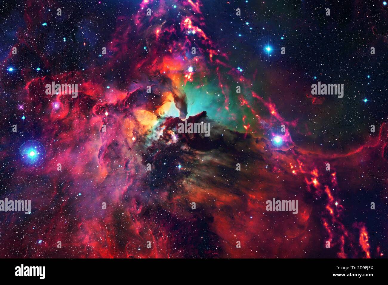 Nebula, cluster of stars in deep space. Science fiction art. Elements ...