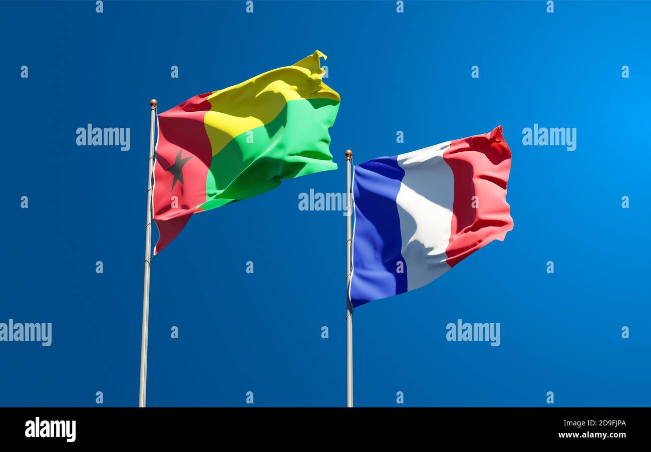 Beautiful national state flags of Guinea Bissau and France together at ...