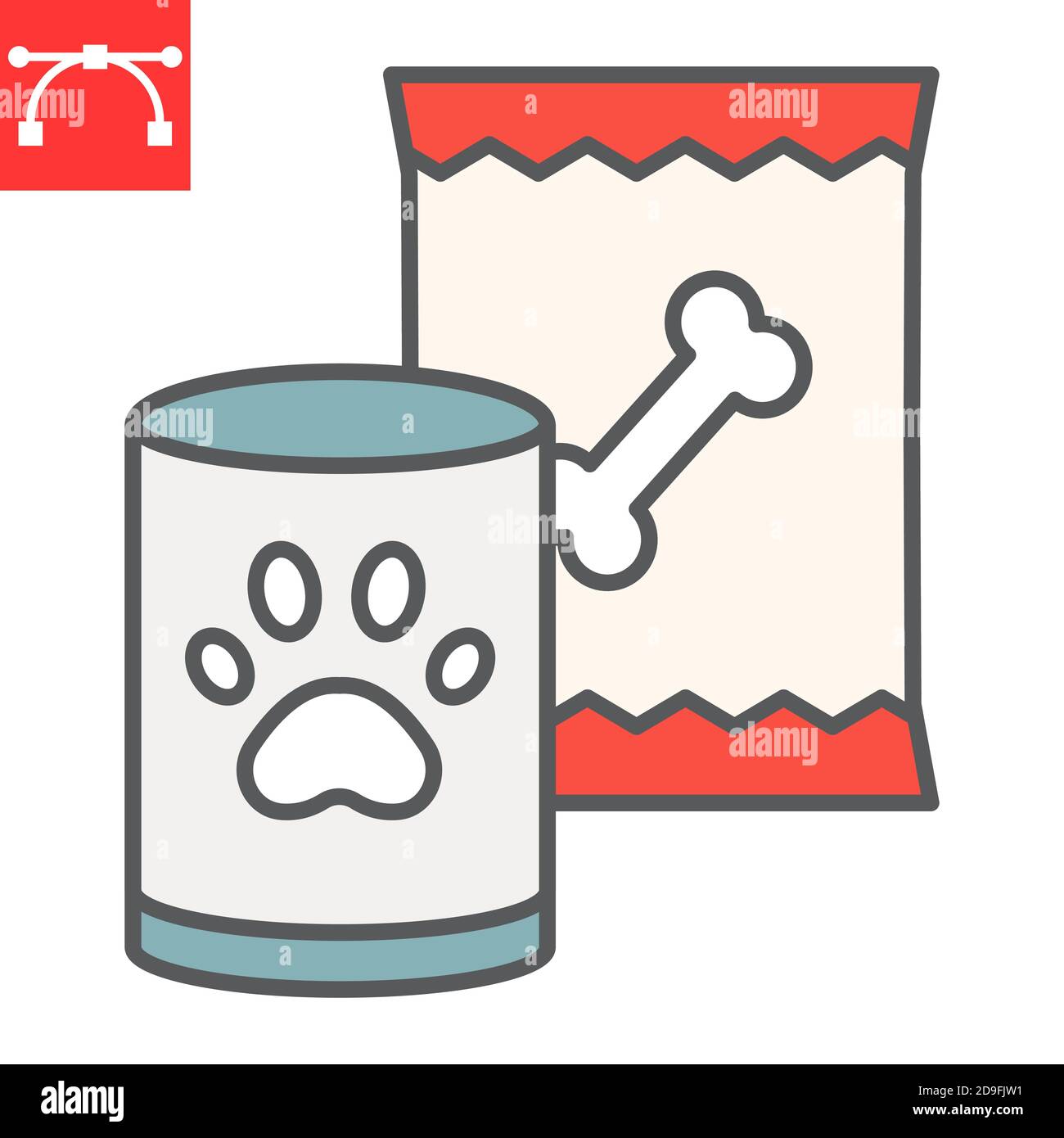 Pet food color line icon, tin can and meal, dog food sign vector ...