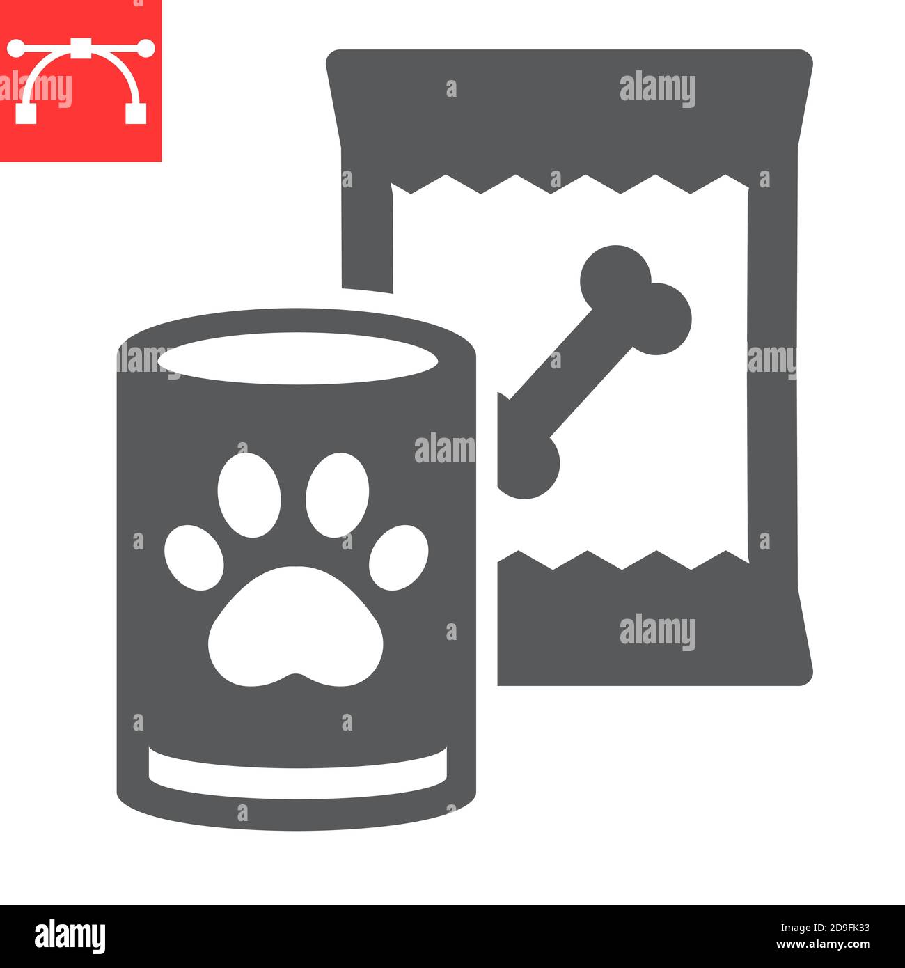 Pet food glyph icon, tin can and meal, dog food sign vector graphics ...