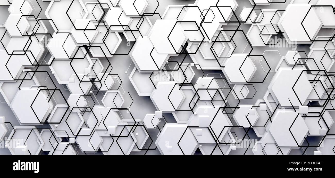 White design pattern.Hexagons and grid surface.Abstract geometric ...