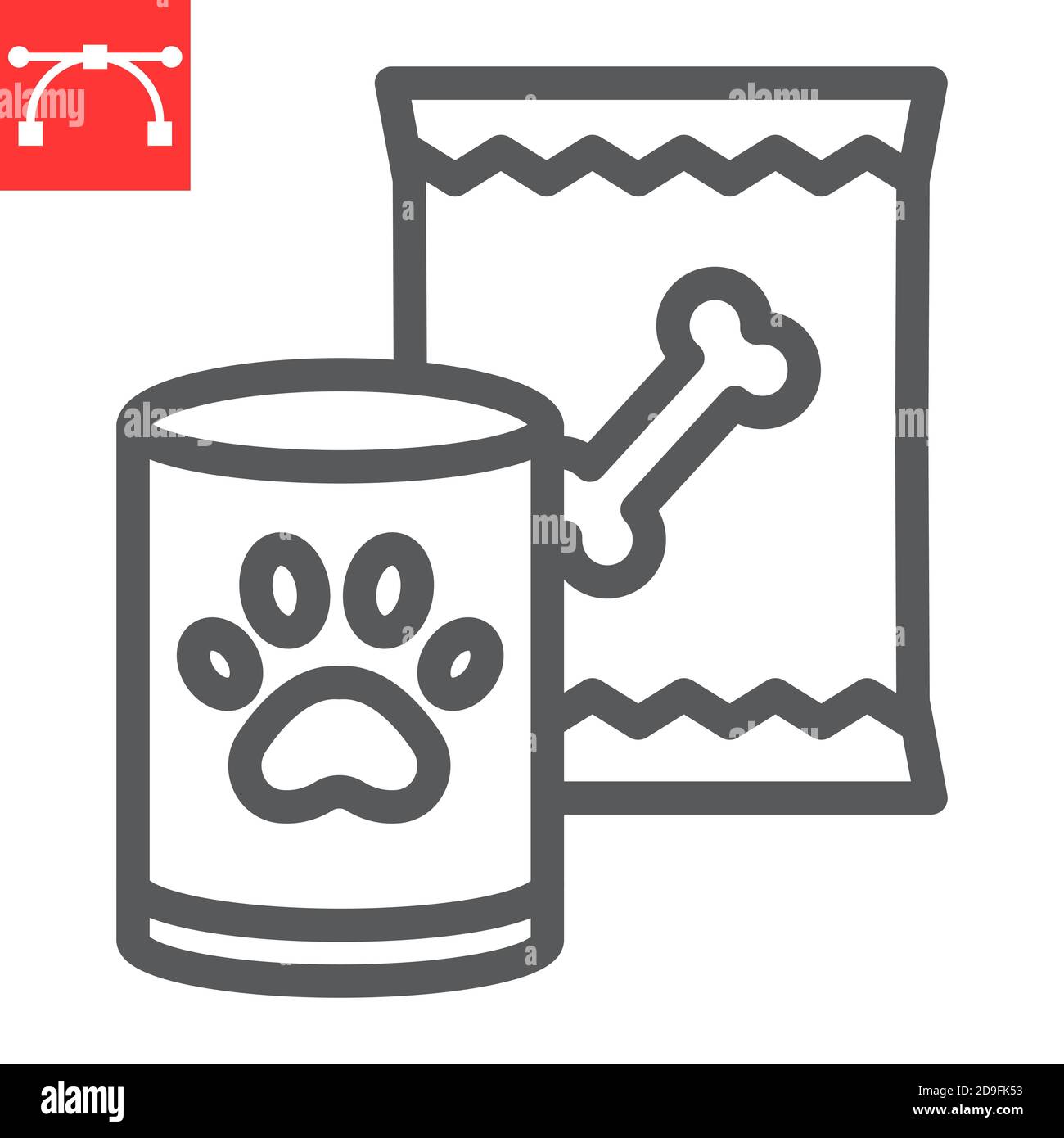 Pet food line icon, tin can and meal, dog food sign vector graphics ...