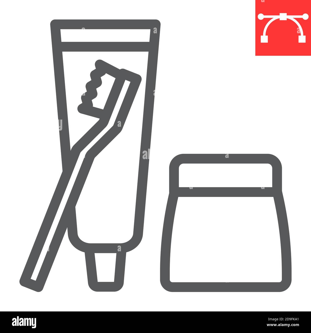 Toiletries line icon, toothbrush and toothpaste, toiletries sign vector ...