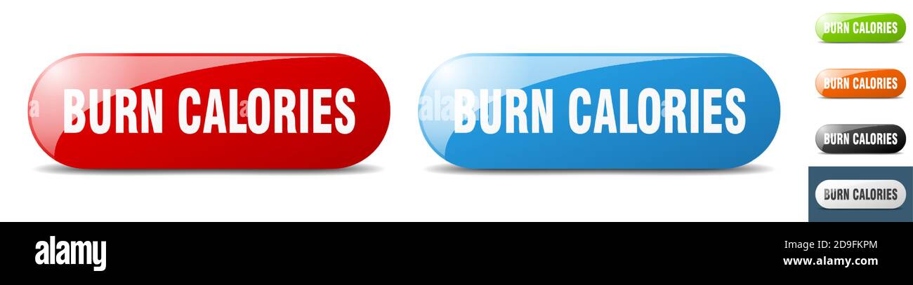burn calories button. sign. key. push button set Stock Vector Image ...
