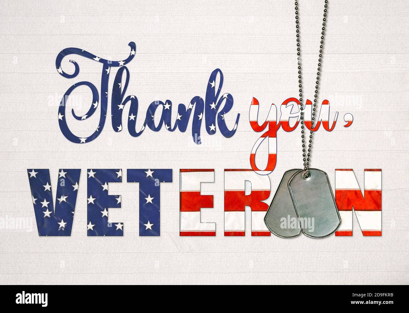 thank you flag text for veteran with military dog tags on rustic wood ...