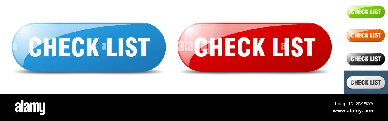 check list button. sign. key. push button set Stock Vector Image & Art - Alamy