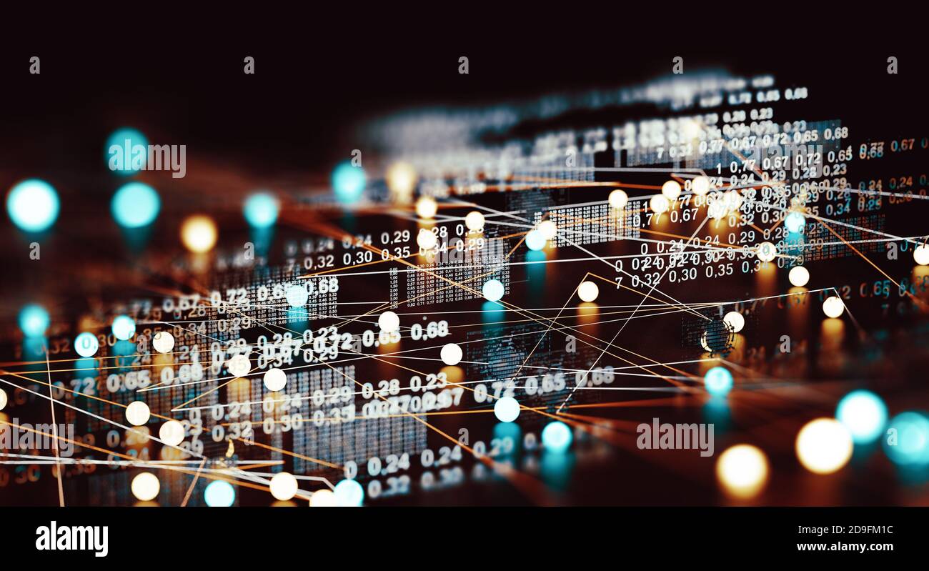 Data volume analysis and computer science industry.3d illustration ...