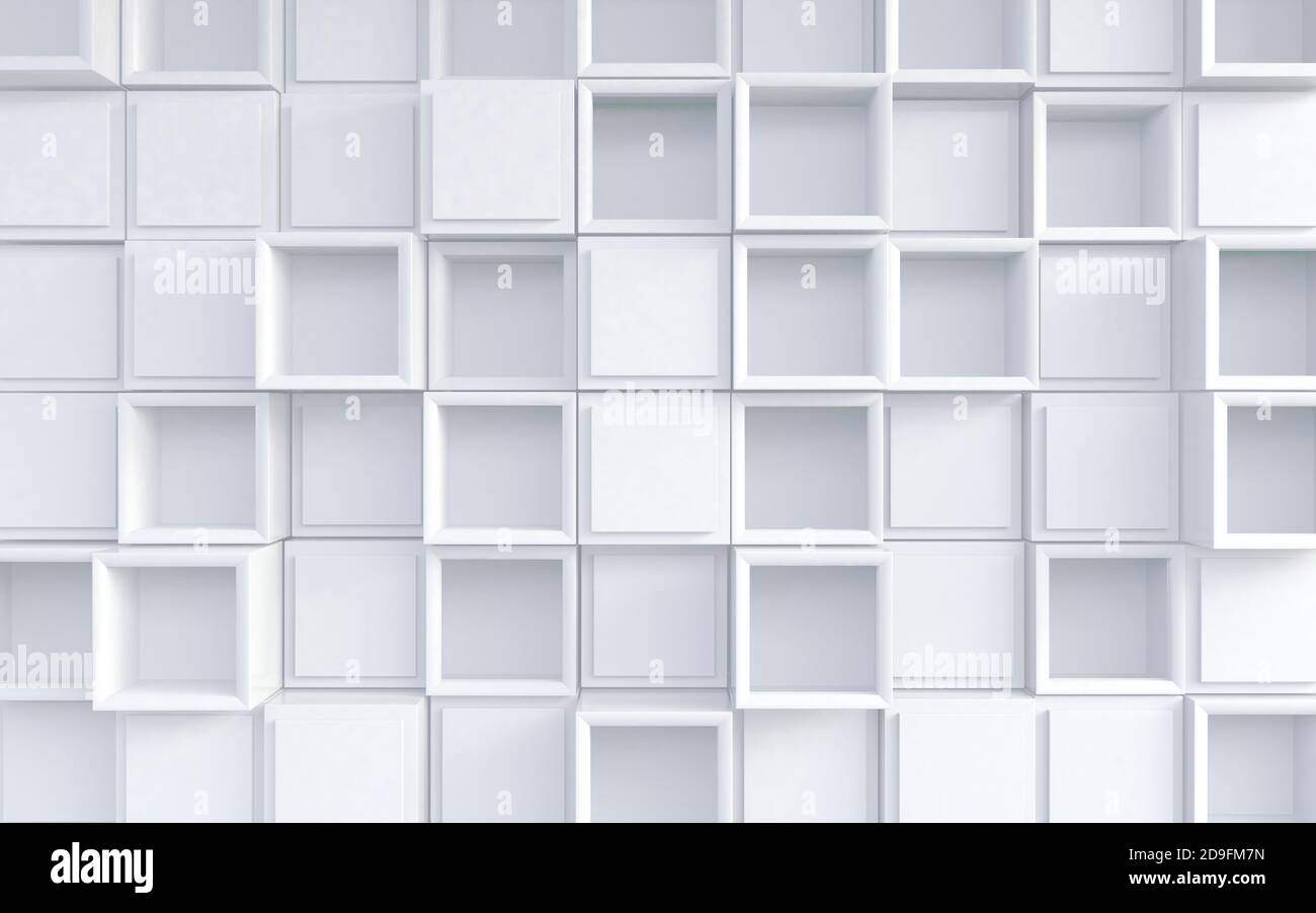 Abstract geometric design with cubes structure.White cubes background ...