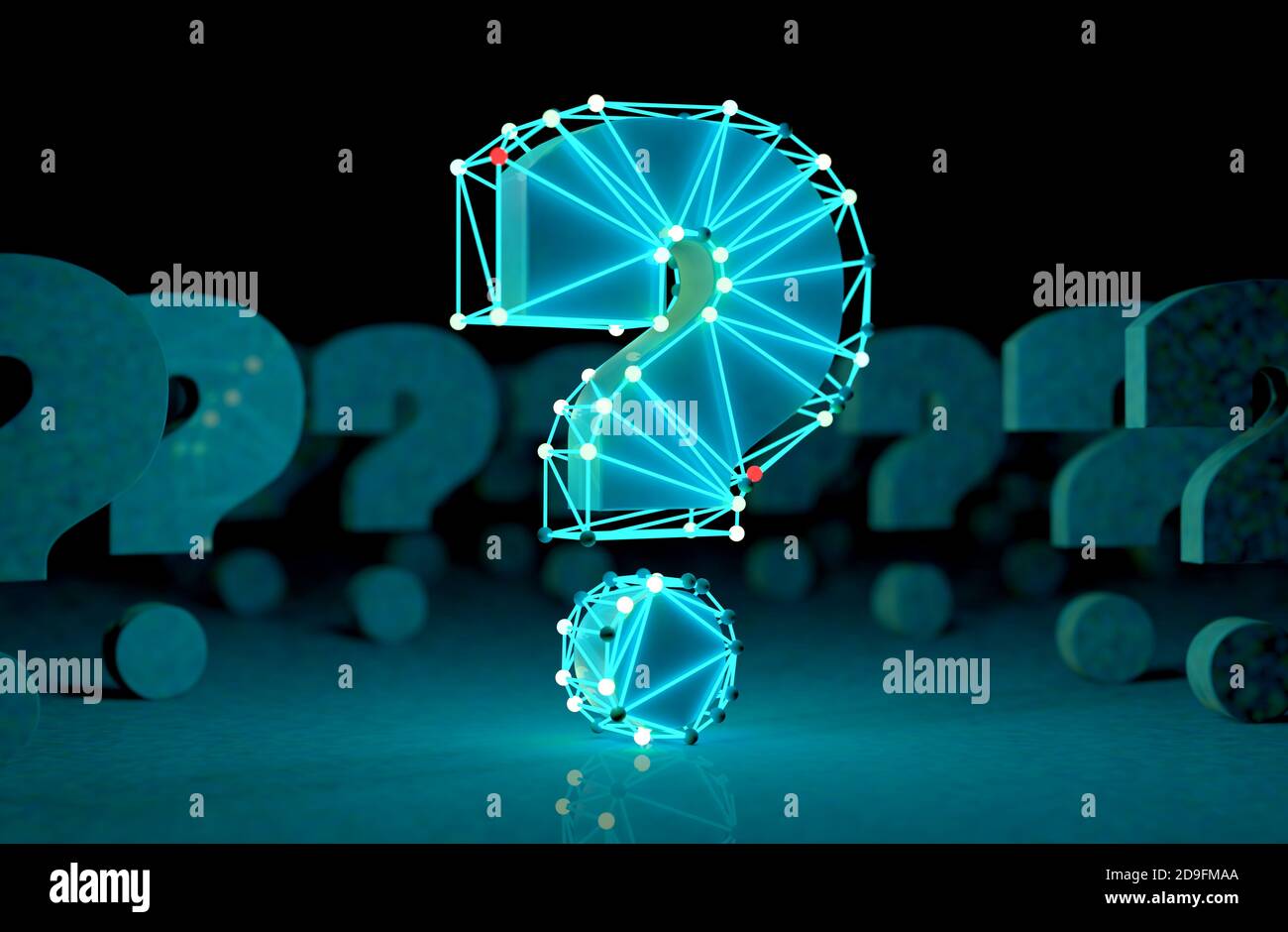 Networking and communication questions.3d illustration.Question mark ...