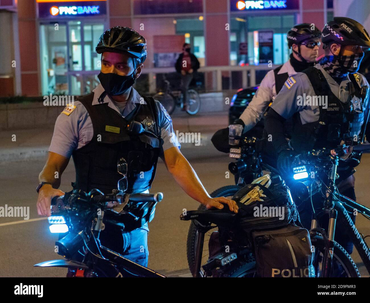 Chicago, IL, USA. 4th Nov, 2020. A Chicago police officer stands with ...