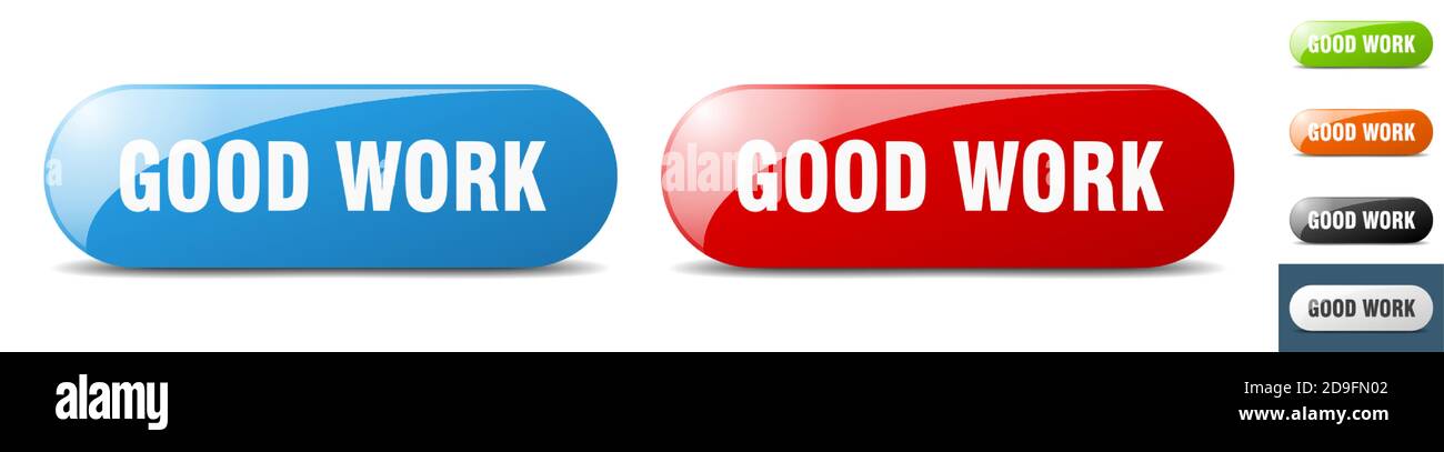 good work button. sign. key. push button set Stock Vector Image & Art ...