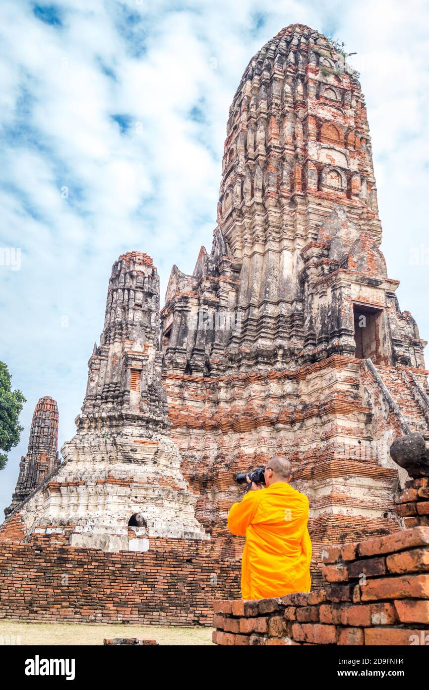 Monk and Temple Stock Photo - Alamy