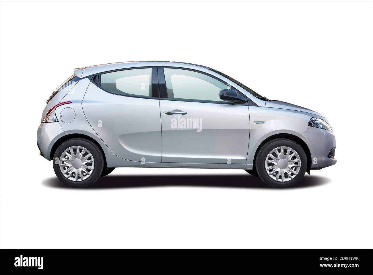 Italian sport hatchback car side view isolated on white background ...