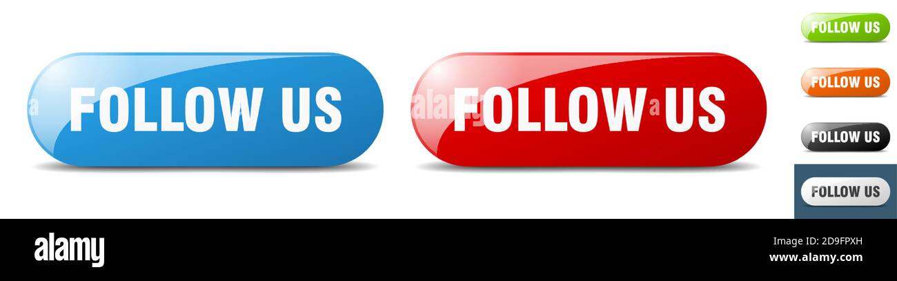 follow us button. sign. key. push button set Stock Vector Image & Art ...