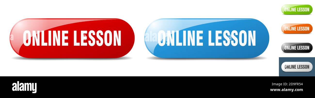 online lesson button. sign. key. push button set Stock Vector Image ...