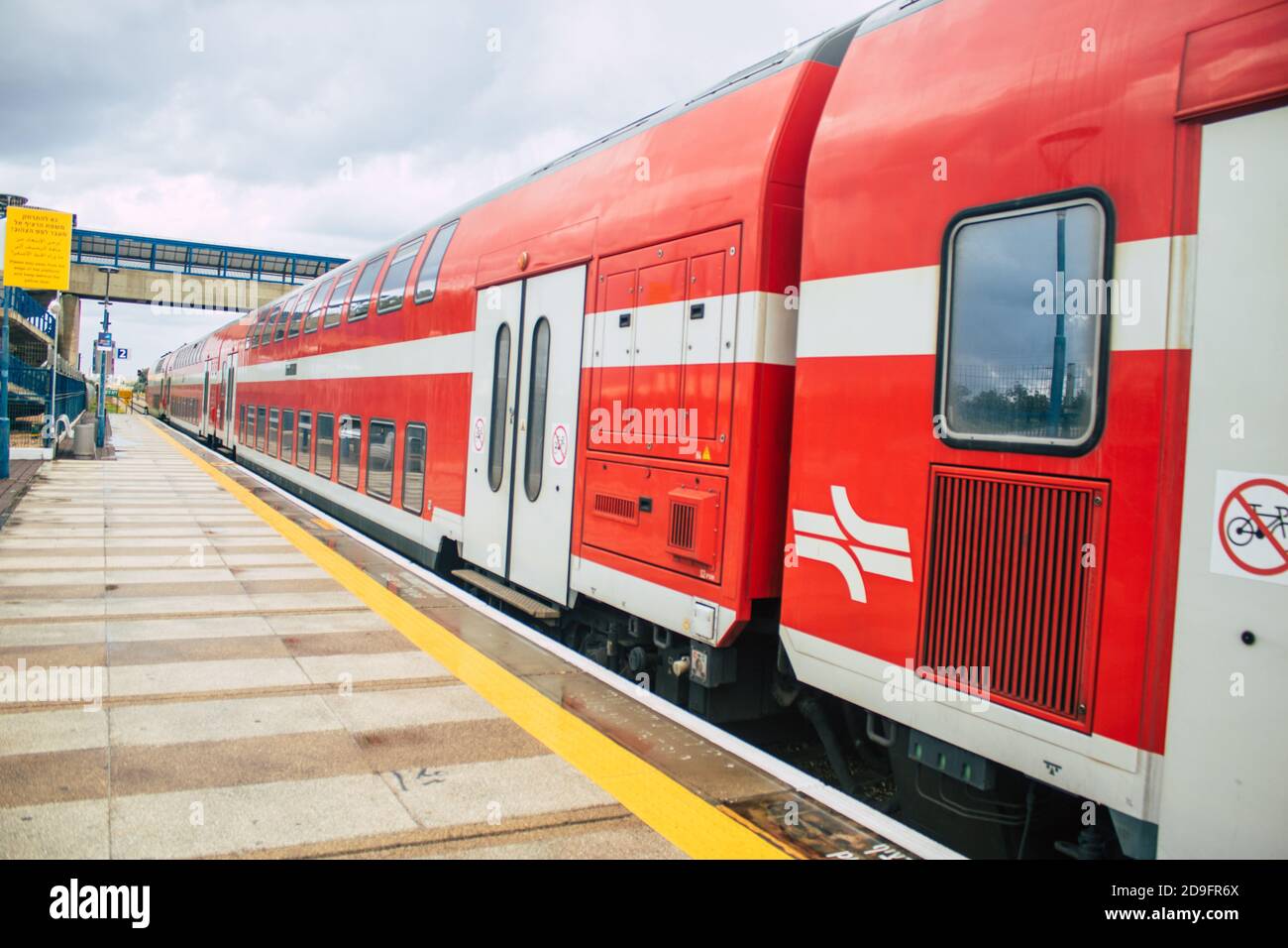 Tel Aviv Israel November 04, 2020 View of a traditional red Israeli ...