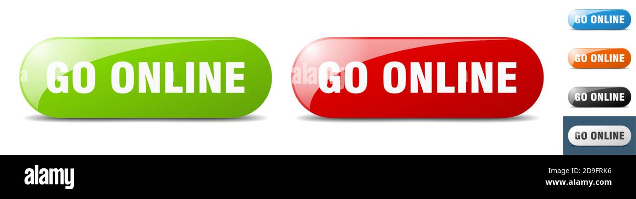 go online button. sign. key. push button set Stock Vector Image & Art ...