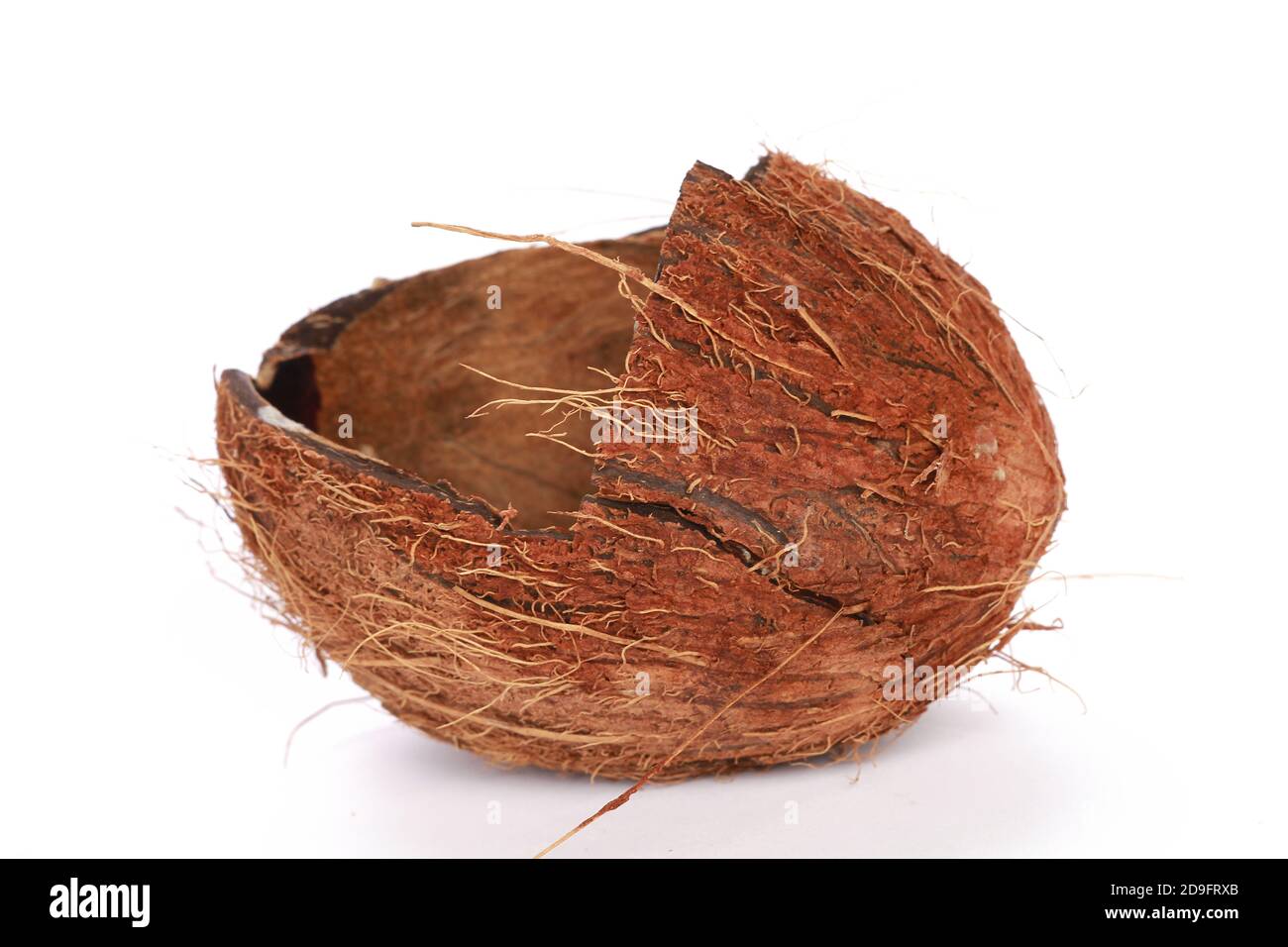 Broken coconut shell isolated on a white background Stock Photo - Alamy