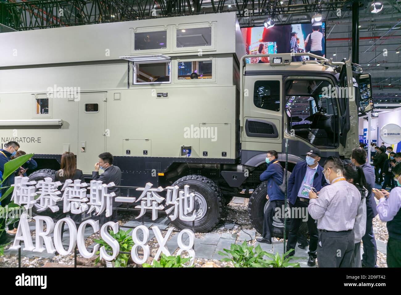 Shanghai, China. 5th Nov, 2020. A Mercedes-Benz Arocs 8X8 vehicle is ...