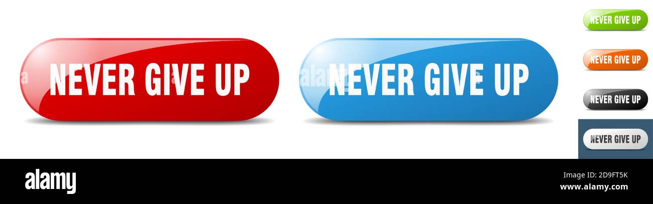 never give up button. sign. key. push button set Stock Vector Image ...