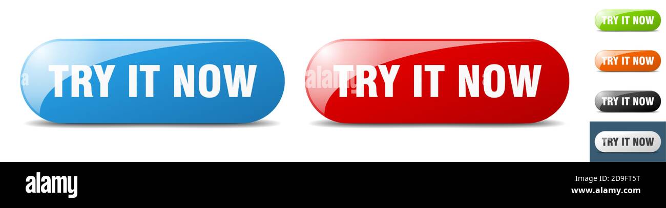 try it now button. sign. key. push button set Stock Vector Image & Art ...
