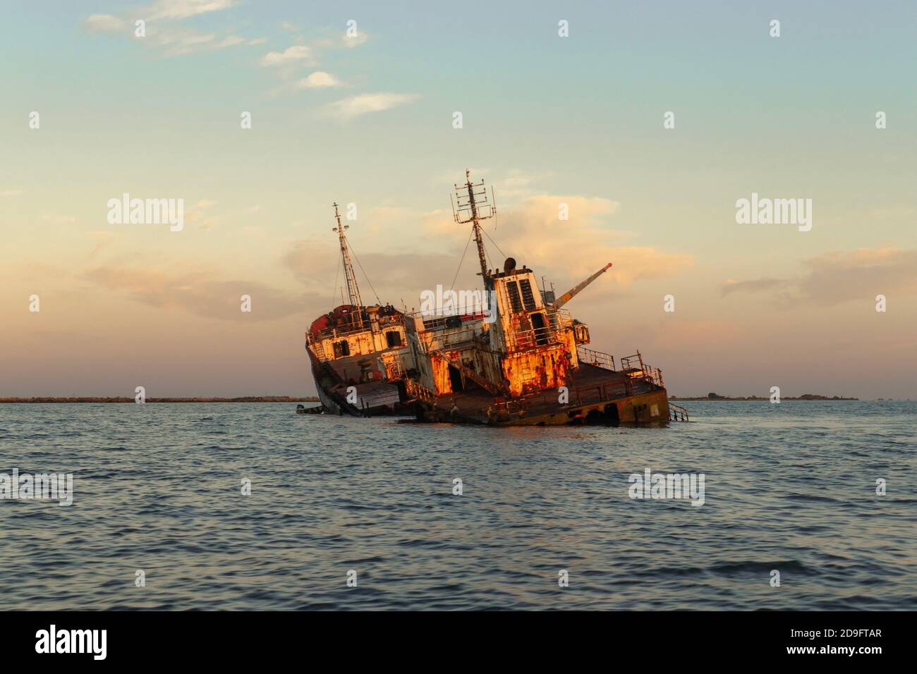 View of the beached ship at Sulina, Romania. Photography of a shipwreck ...