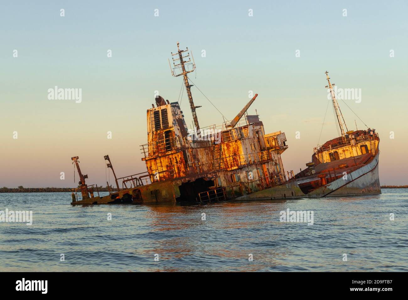 View of the beached ship at Sulina, Romania. Photography of a shipwreck ...