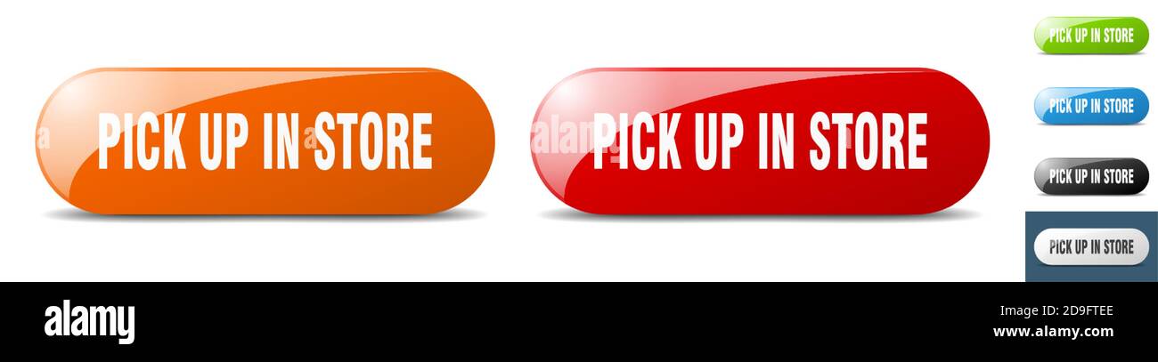 pick up in store button. sign. key. push button set Stock Vector Image ...