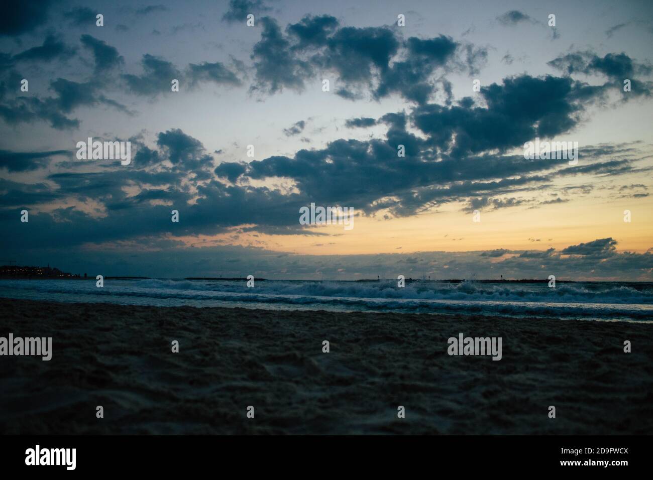 View of a beautiful sky with clouds during the sunset in Israel Stock ...