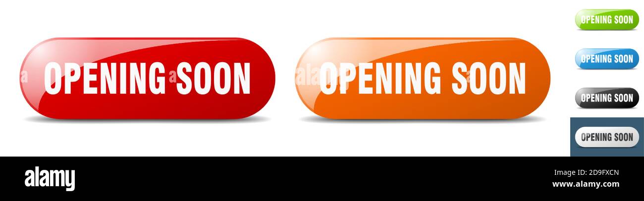 opening soon button. sign. key. push button set Stock Vector Image ...