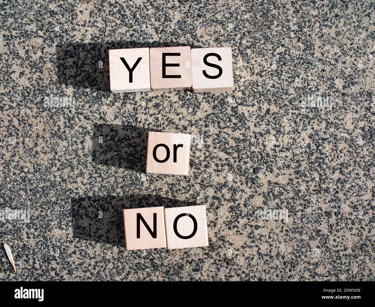 yes, no text on blue background. Yes No Balance concept on wooden ...