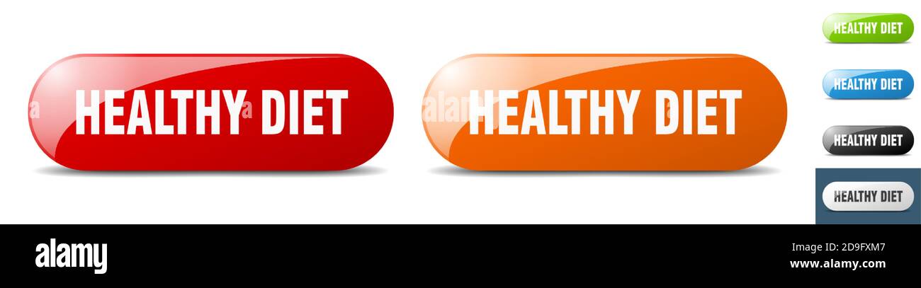 healthy diet button. sign. key. push button set Stock Vector Image ...