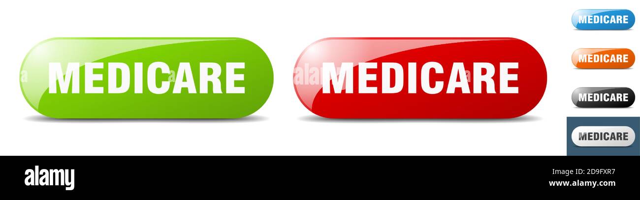 medicare button. sign. key. push button set Stock Vector Image & Art ...