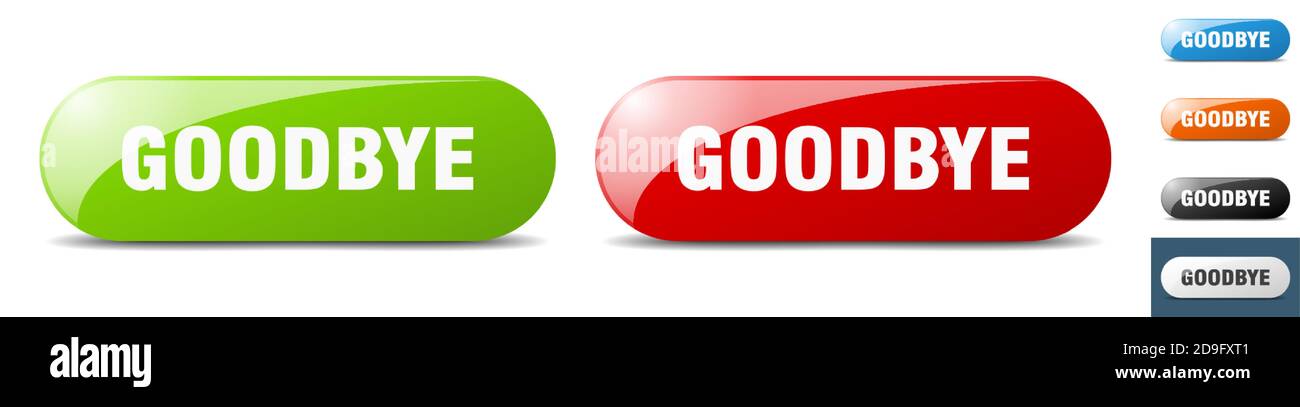 goodbye button. sign. key. push button set Stock Vector Image & Art - Alamy