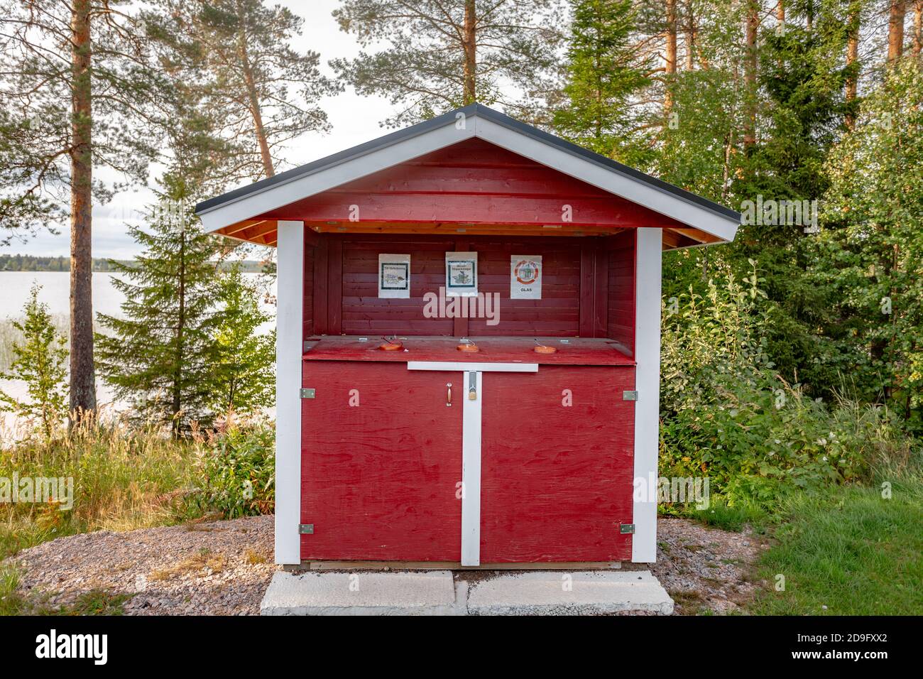 Sorting waste cabin in Sweden Stock Photo - Alamy