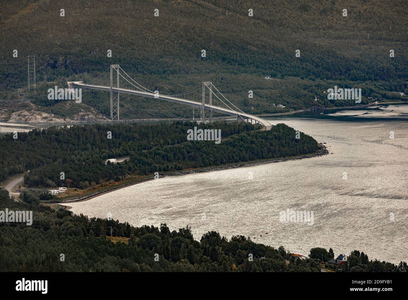 Norwegian bridge over the Ofotfjord fjord Stock Photo - Alamy
